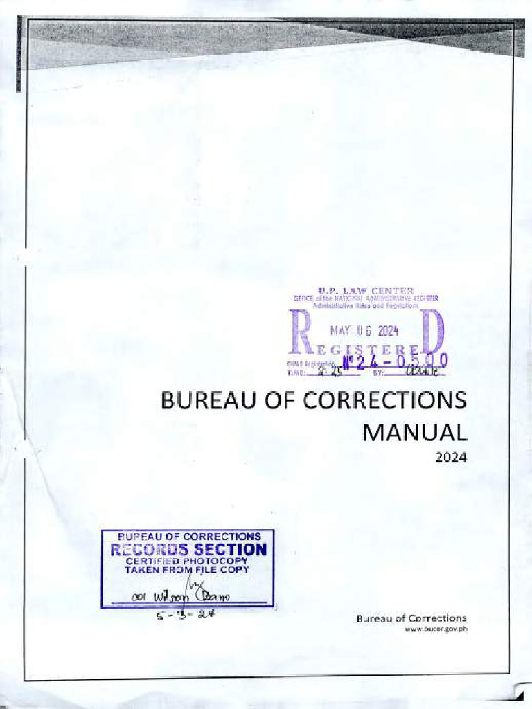 Bucor Manual 2024 Onar Registered Part 1 Compressed | PDF
