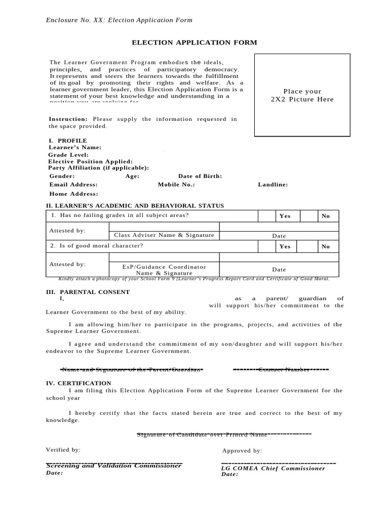 Enc 6 Election Application Form | PDF
