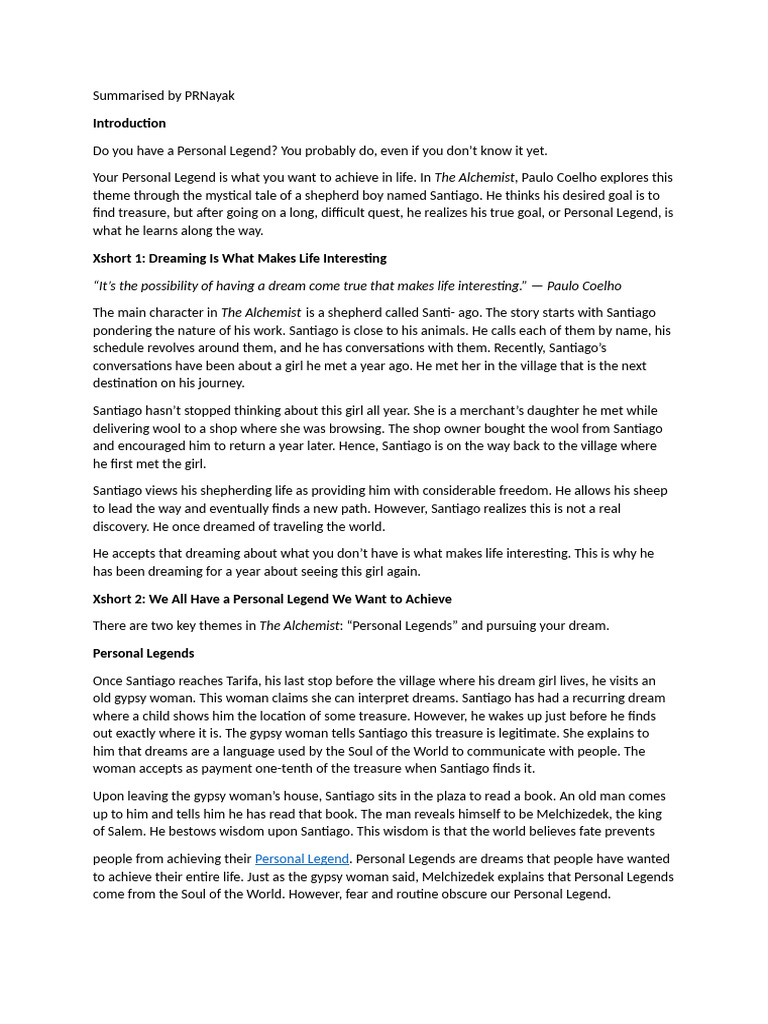 The Alchemist: Personal Legend | PDF