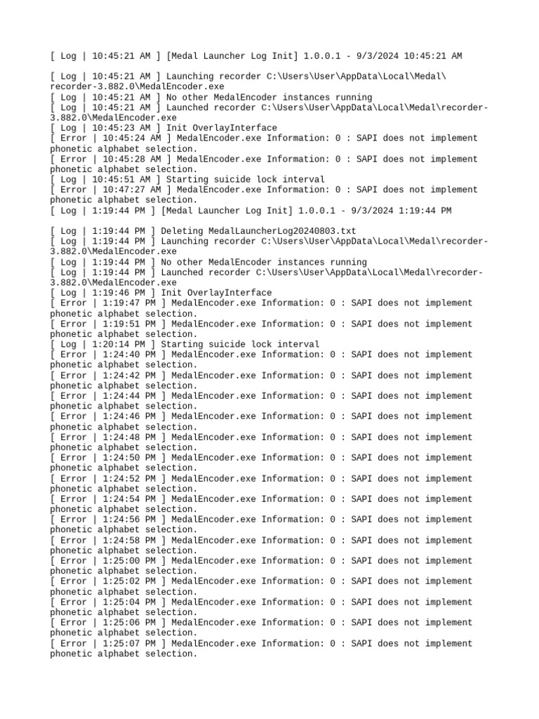 Medal Launcher Log 20240903 | PDF