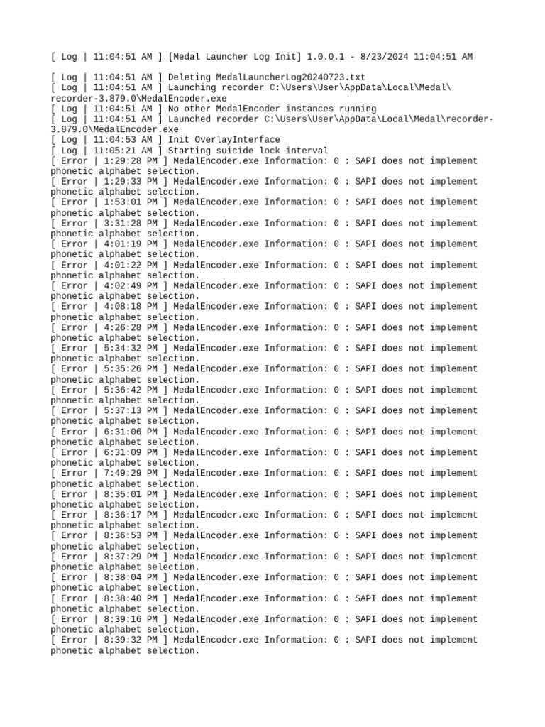 Medal Launcher Log 20240823 | PDF