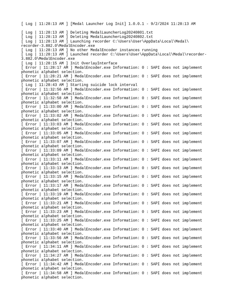 Medal Launcher Log 20240902 | PDF