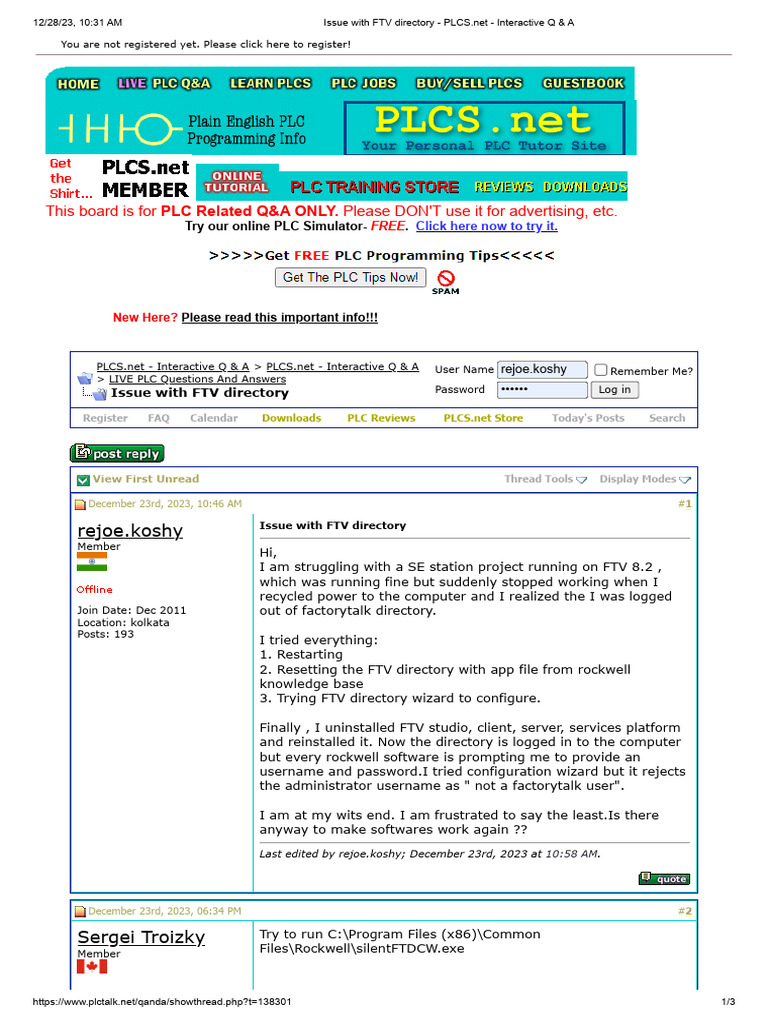 Issue With FTV Directory - PLCS - Net - Interactive Q & A | PDF