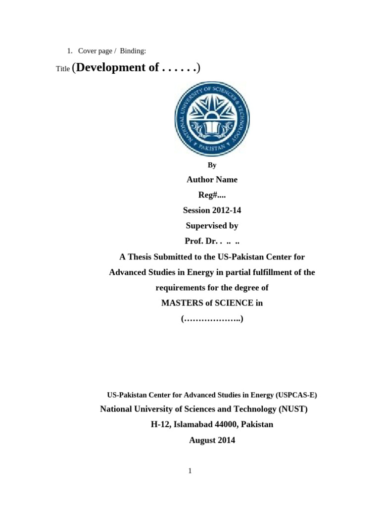 MS Thesis Guidelines NUST | PDF