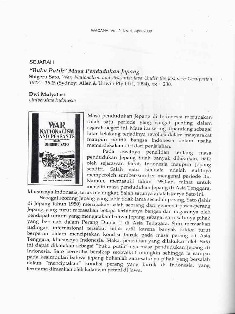 Buku Putih Masa Pendudukan Jepang | PDF