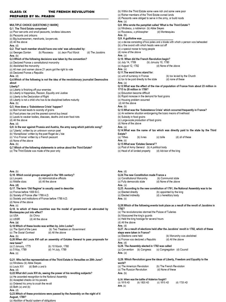 Class-X-French Revolution Notes | PDF