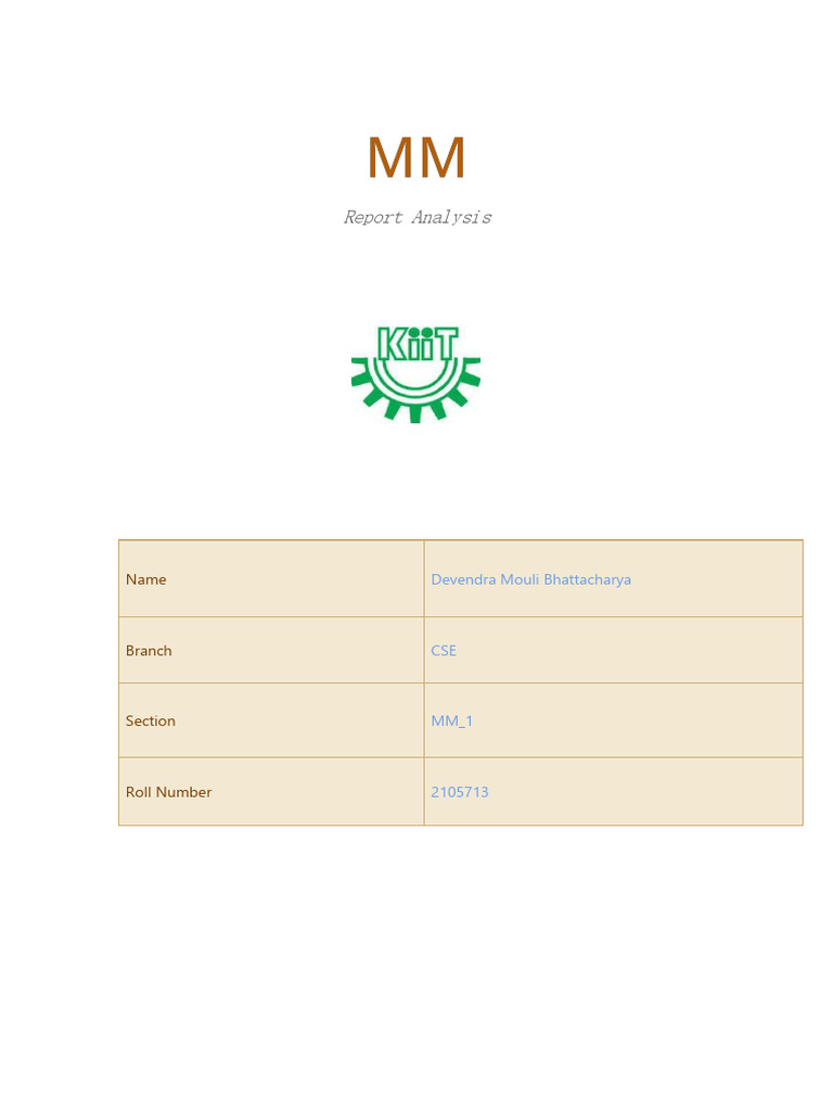 MM Report Analysis | PDF