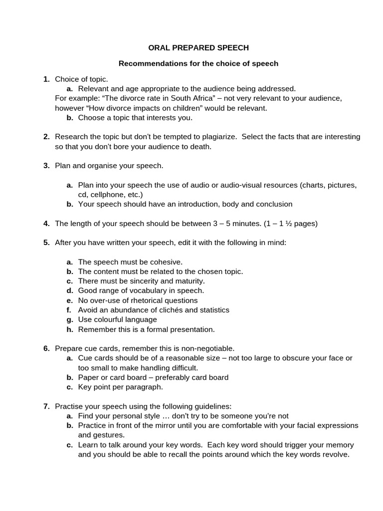 1.2 Oral Prepared Speech | PDF