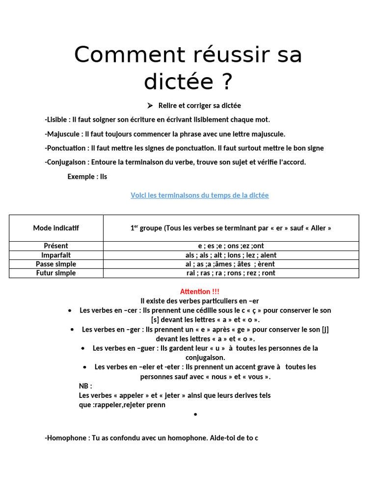 Comment réussir sa dictée | PDF