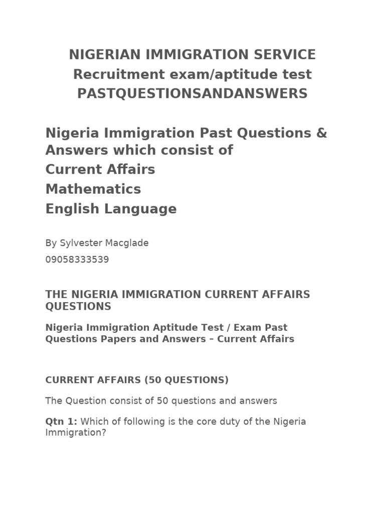 Immigration Past Question | PDF | Nigeria