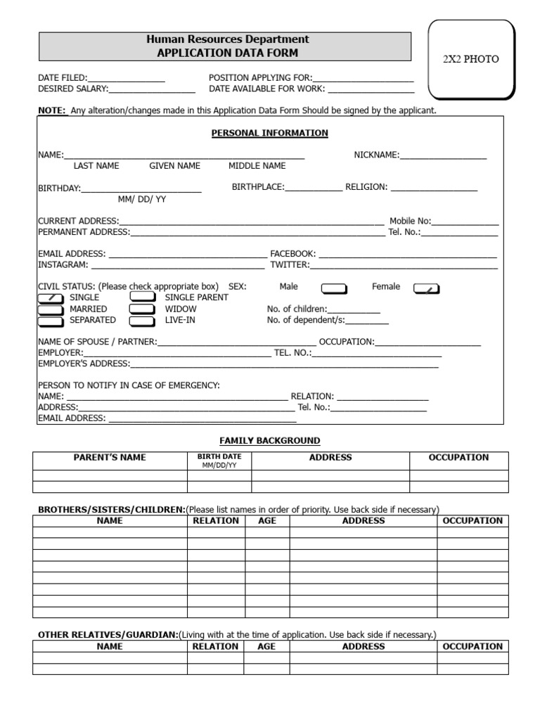 Application Form Gwendelyn Ariola | PDF