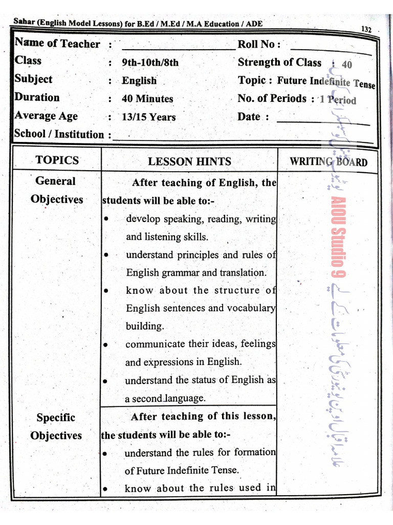 Lesson Plan Future Continous 25 | PDF