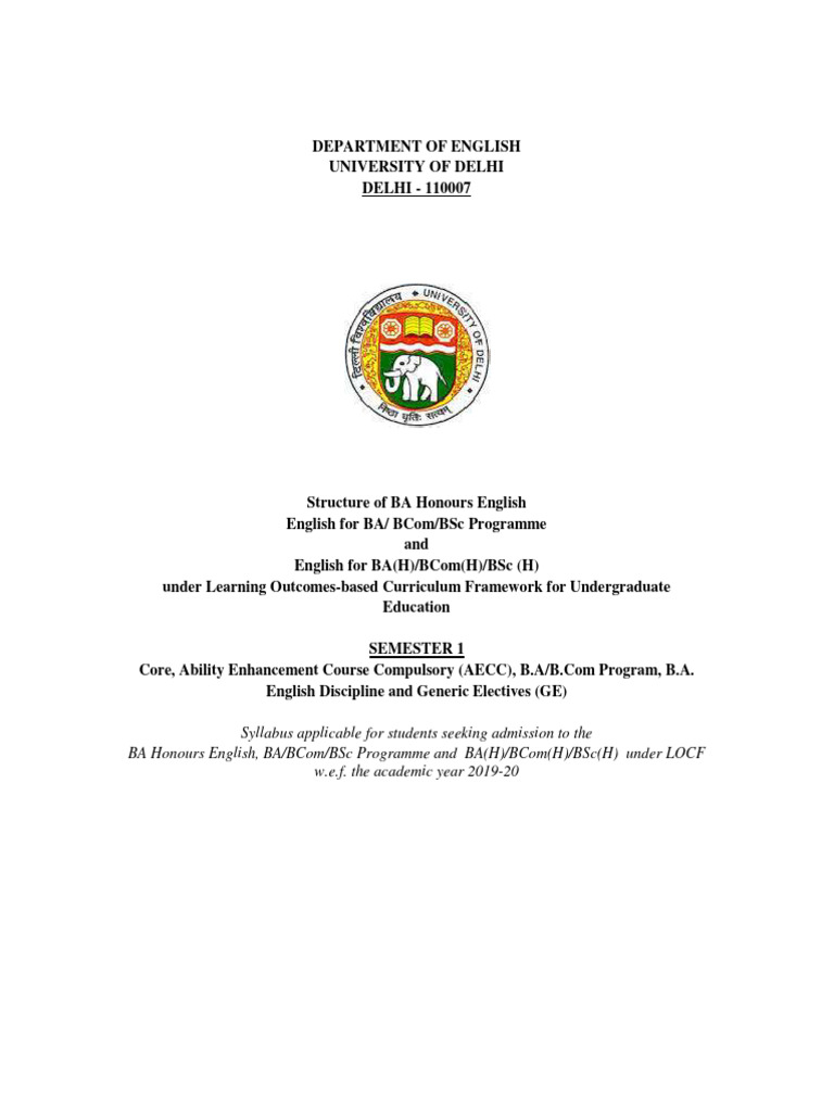 English BA Hons SemI | PDF