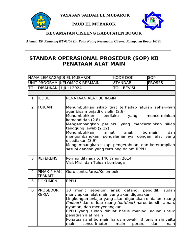 Sop Alat Main | PDF