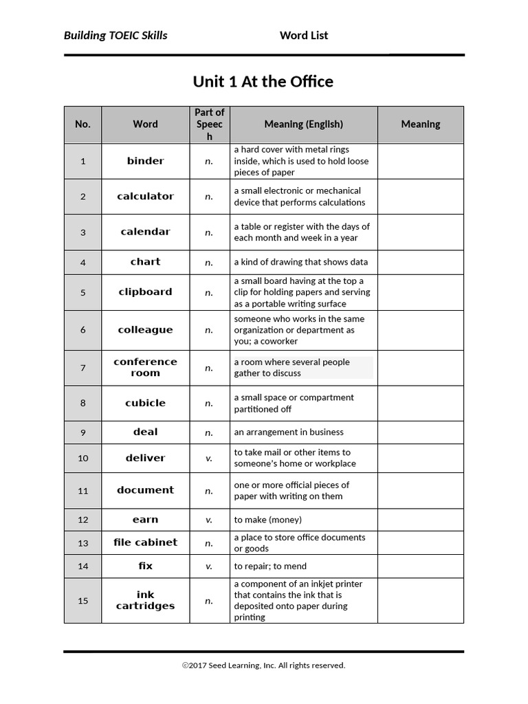 Bts (Word List) - Eng | PDF