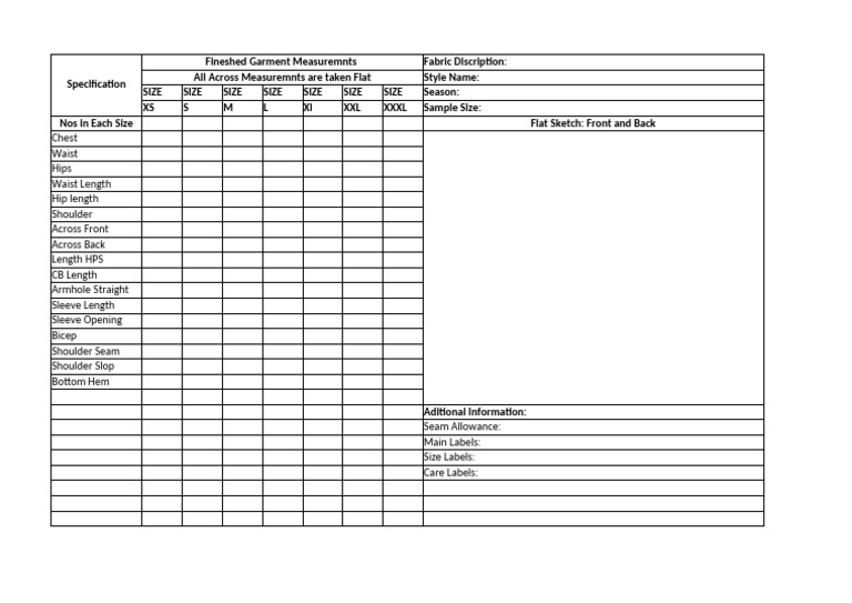 Garment - Measurement-Specification 2024 | PDF