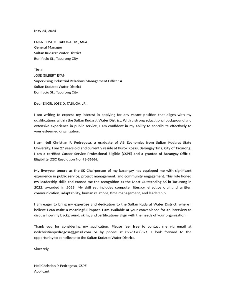 Application Letter Sample | PDF