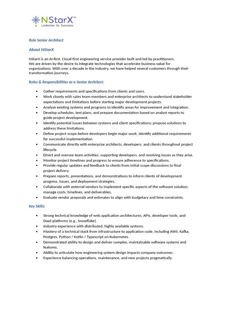 JD - Senior Solution Architect - Python | PDF