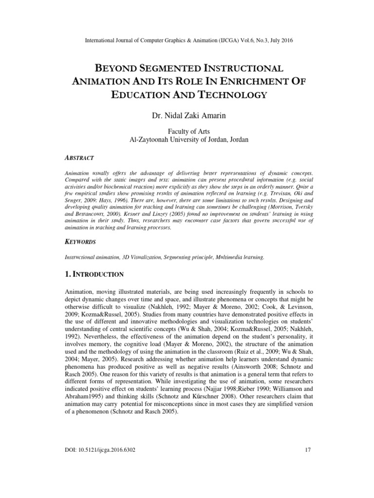 Beyond Segmented Instructional Animation and Its Role in Enrichment of Education and Technology ...