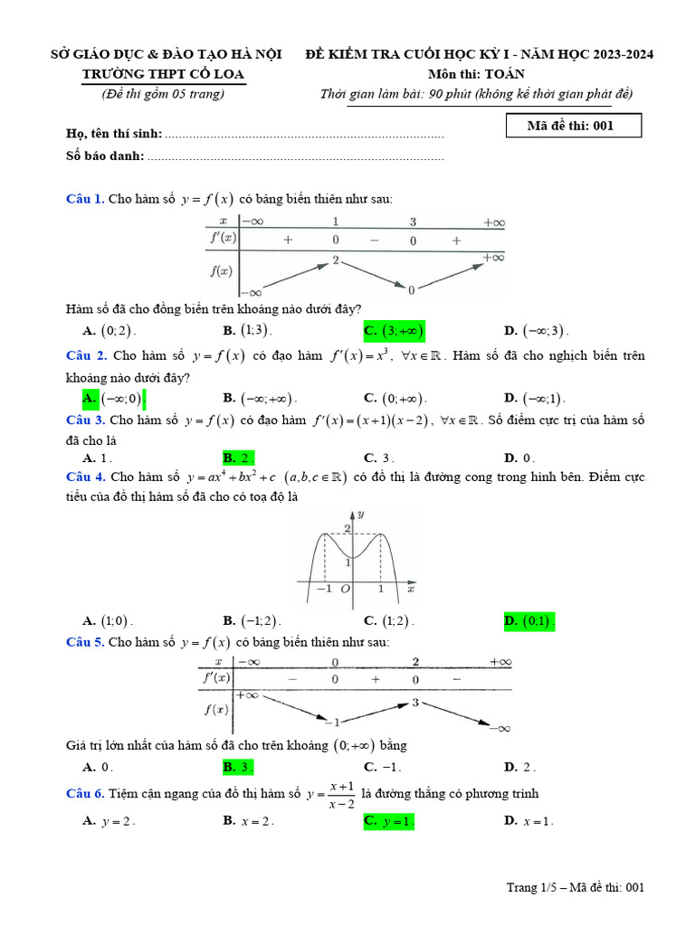 de-cuoi-hoc-ky-1-toan-12-nam-2023-2024-truong-thpt-co-loa-ha-noi | PDF