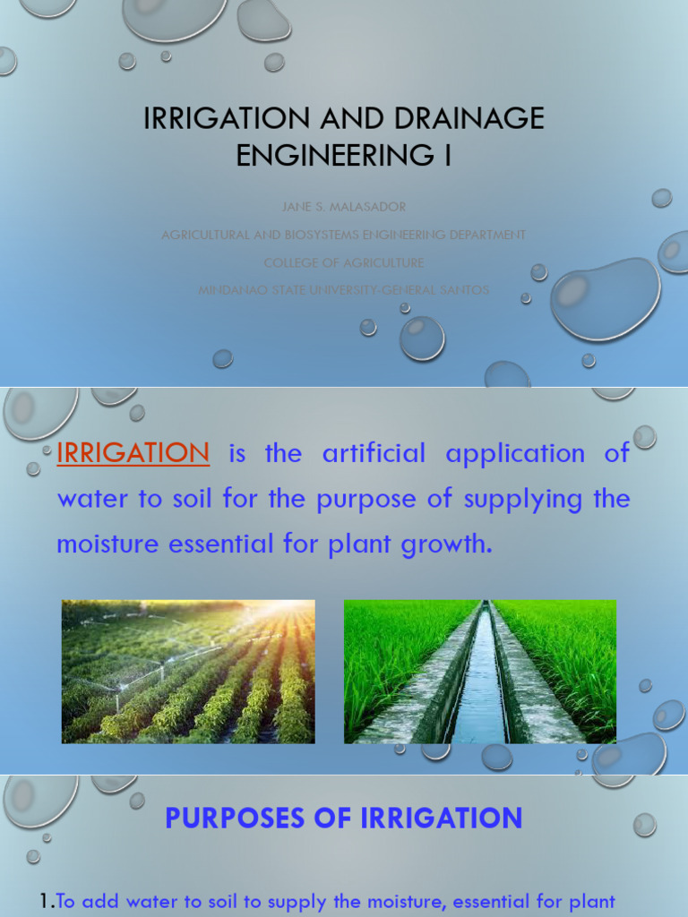 Irrigation and Drainage Engineering 1 | PDF