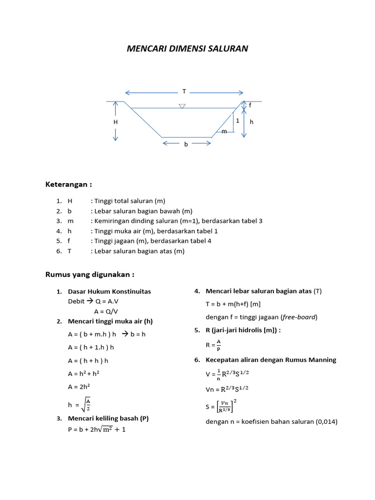 Toaz - Info Perhitungan Dimensi Saluran Hidrologi PR | PDF