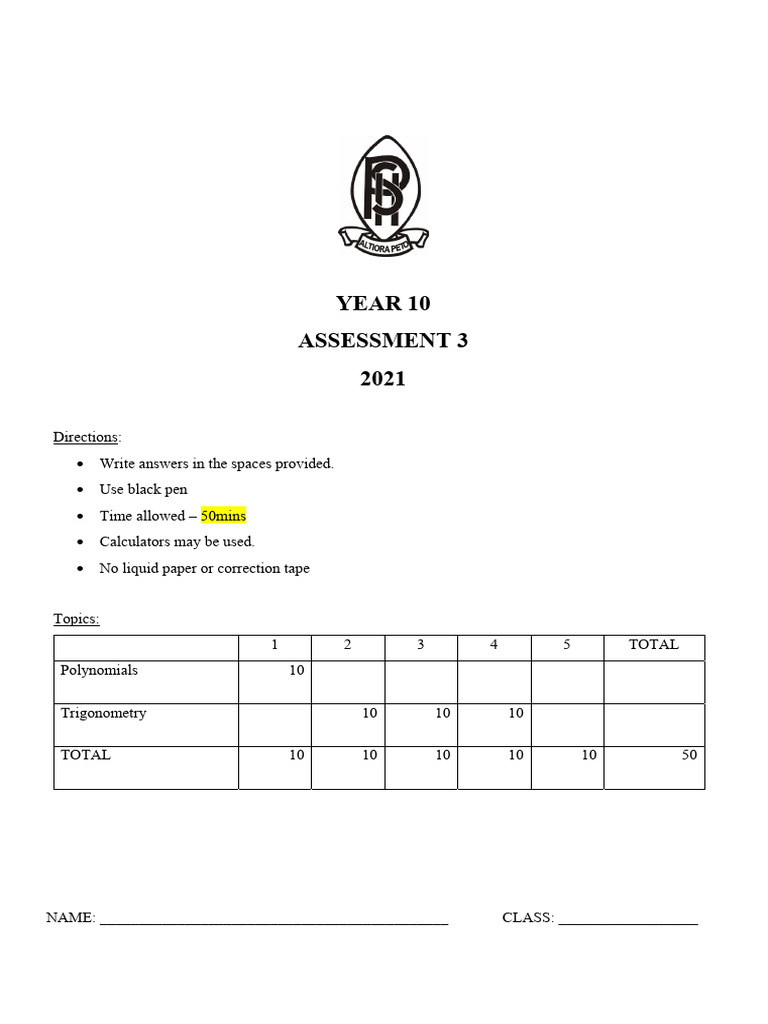 2021 Yr10 TASK 3a | PDF