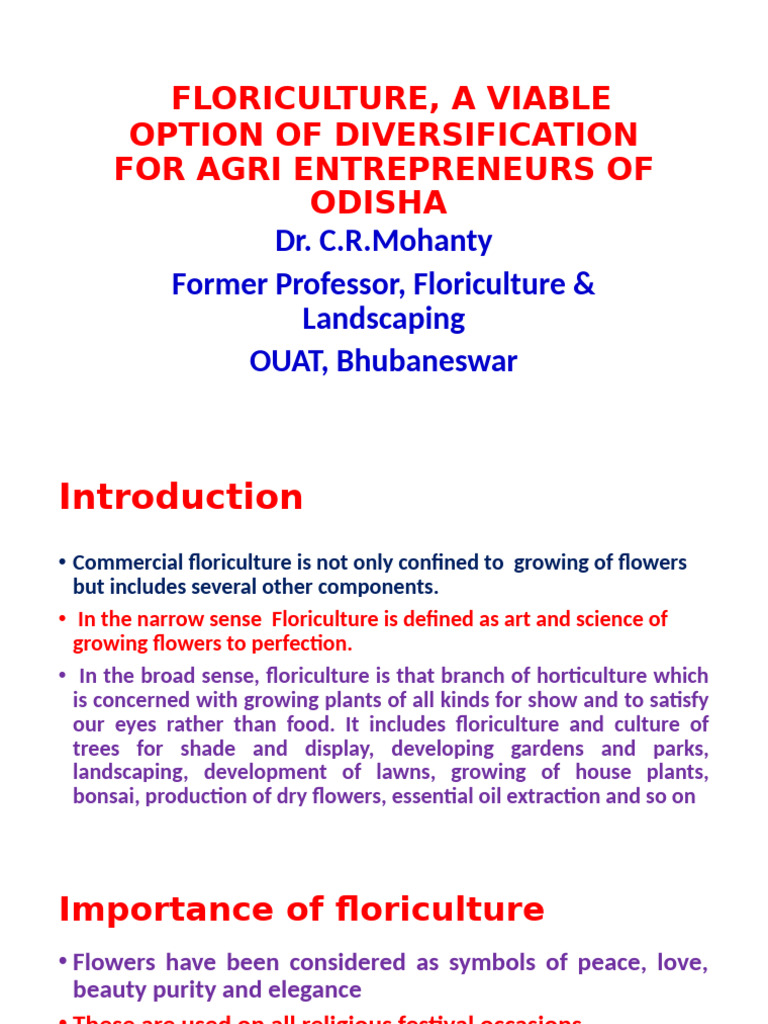 Prospects of Floriculture in Odisha | PDF