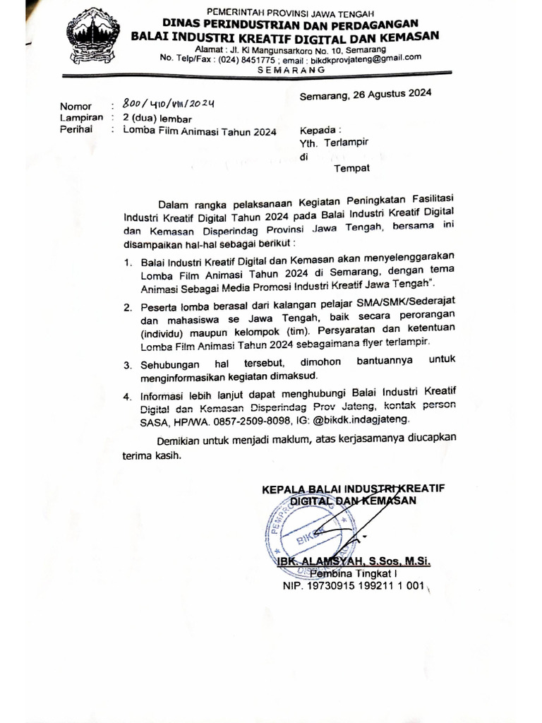 Lomba Film Animasi Th.2024 | PDF