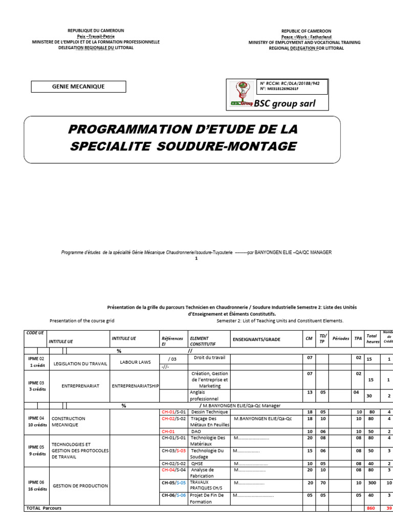 Programme Soudeur Monteur . | PDF
