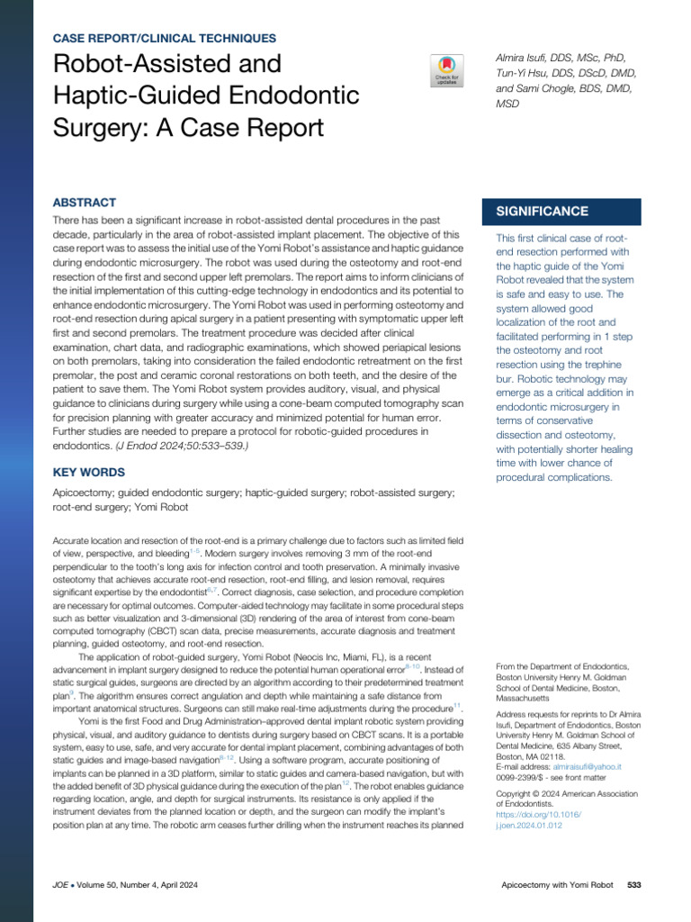 Robot Assisted and Haptic Guided Endodontic Surger | PDF