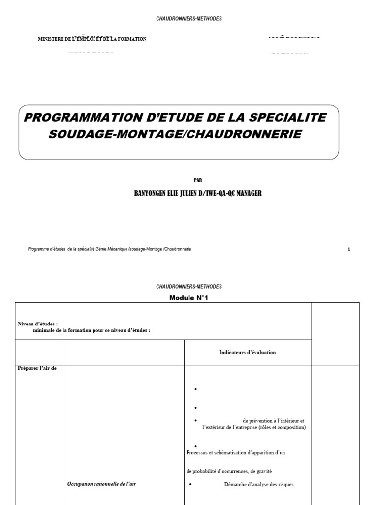 Programme Soudeur Monteur | PDF