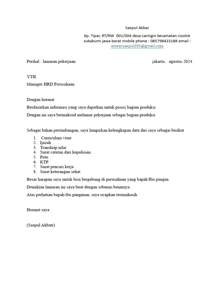 CV Akbar Jadi | PDF
