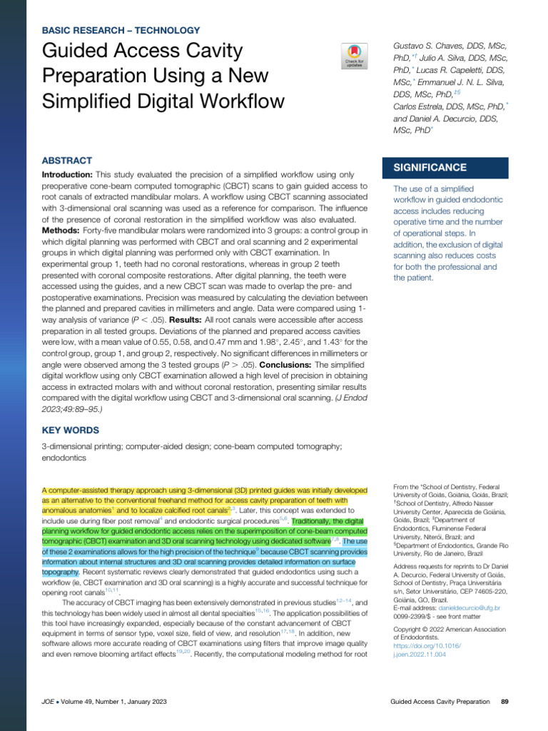 Guided Access Cavity Preparation Using A New Simpl | PDF