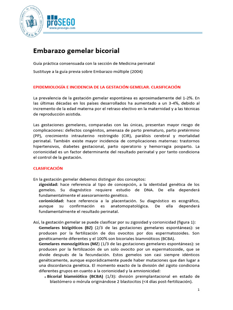 Embarazo Gemelar Bicorial | PDF