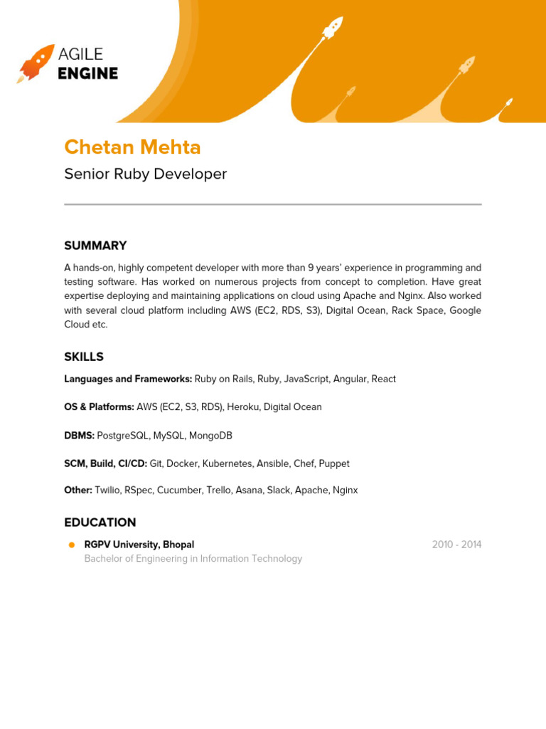Chetan Mehta - Senior Ruby Developer | PDF
