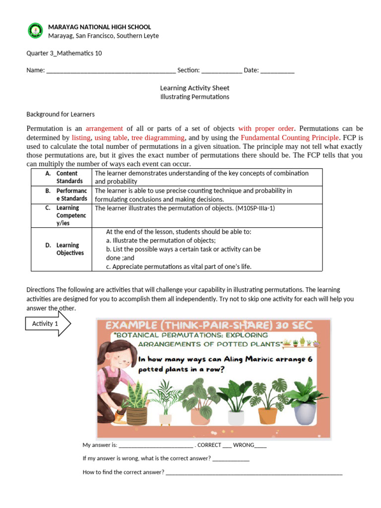 Illustrating Permutations in Math | PDF | Permutation | Learning