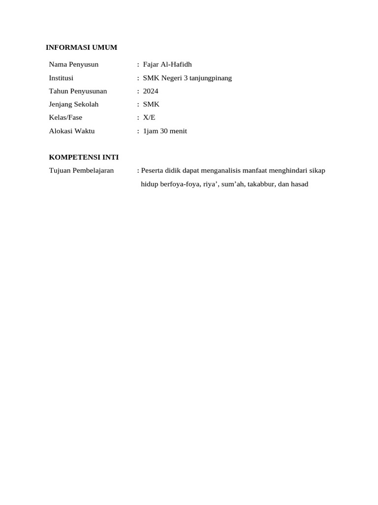 Modul Ajar Kelas X | PDF