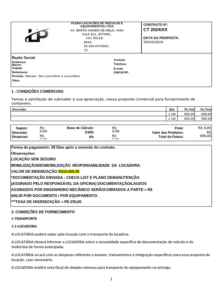 MODELO CONTRATO - EQUIPAMENTO-CT2024.xxx | PDF