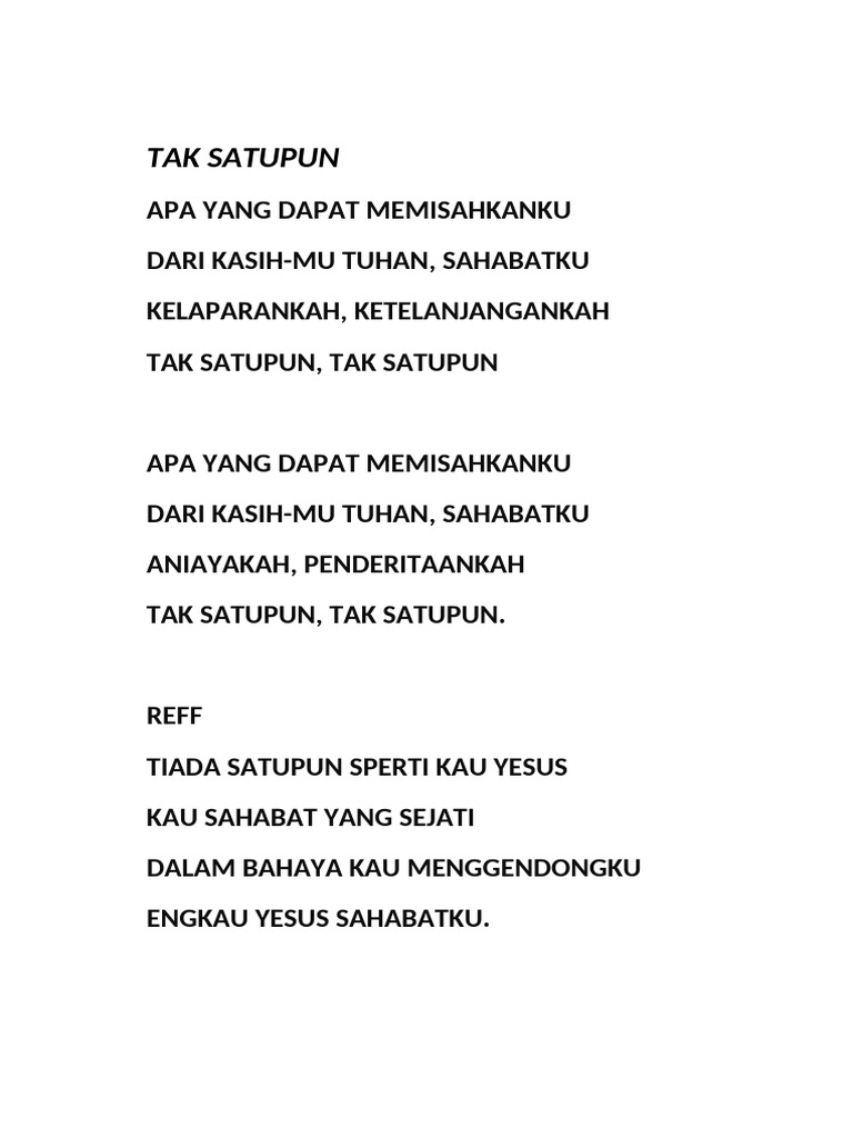 Tak Satupun Lirik | PDF