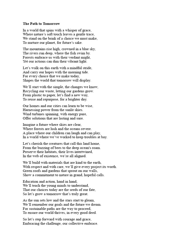 The Path To Tomorrow POEM | PDF