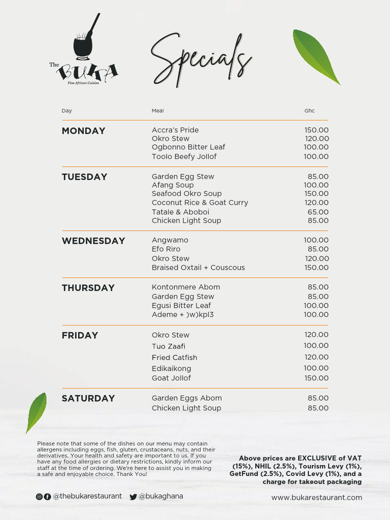 Buka Food Drinks Menu | PDF