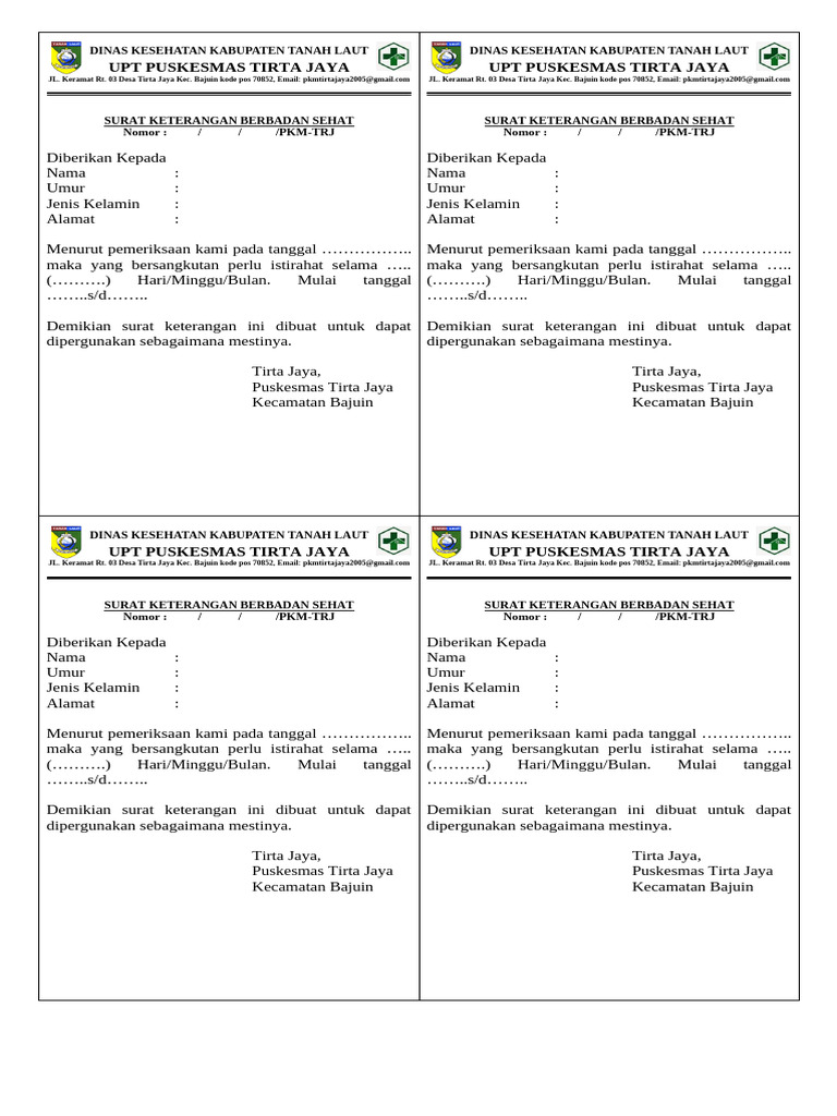Format Surat Sakit | PDF