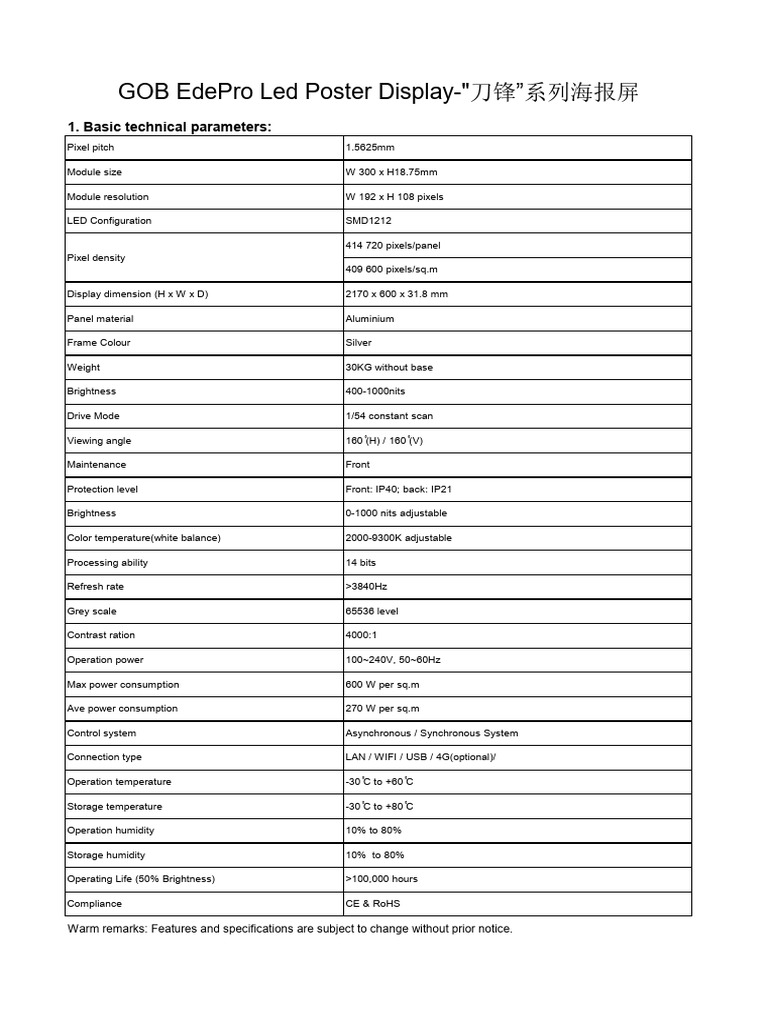 EdgePro GOB Led Poster | PDF