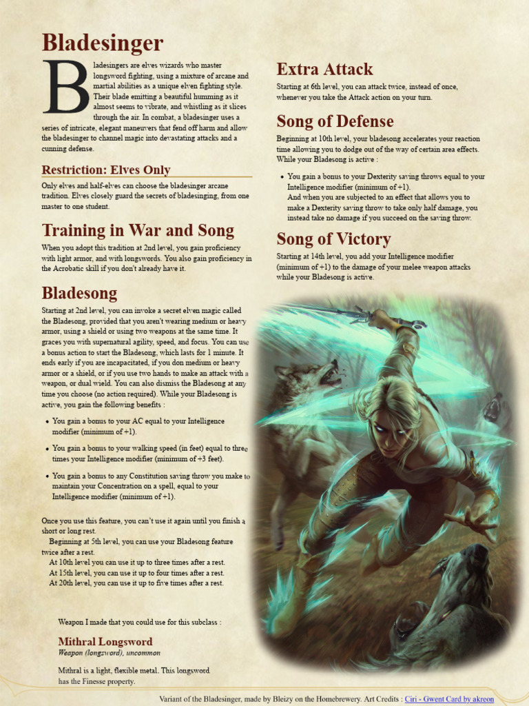 Bladesinger Fix | PDF