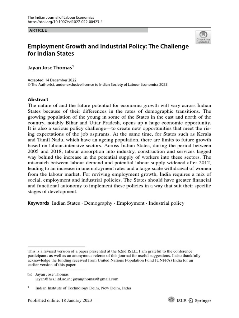 Thomas-2023-The Indian Journal of Labour Economics | PDF