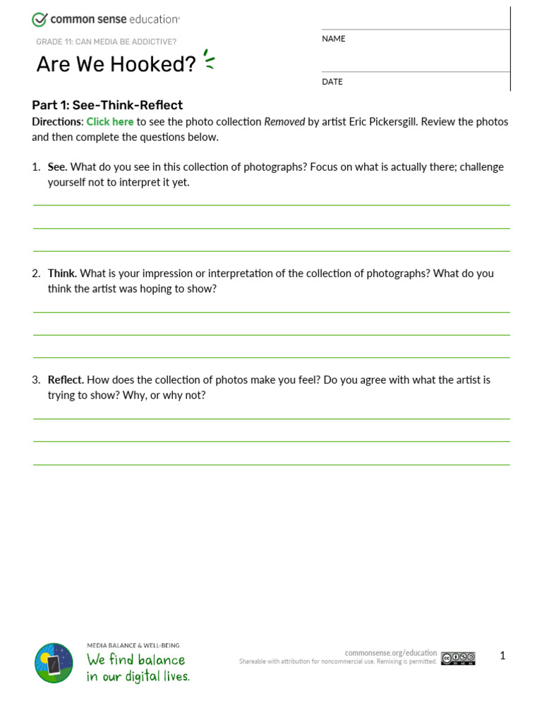 Grade 11 - Can Media Be Addictive - Are We Hooked - Student Handout 1 | PDF