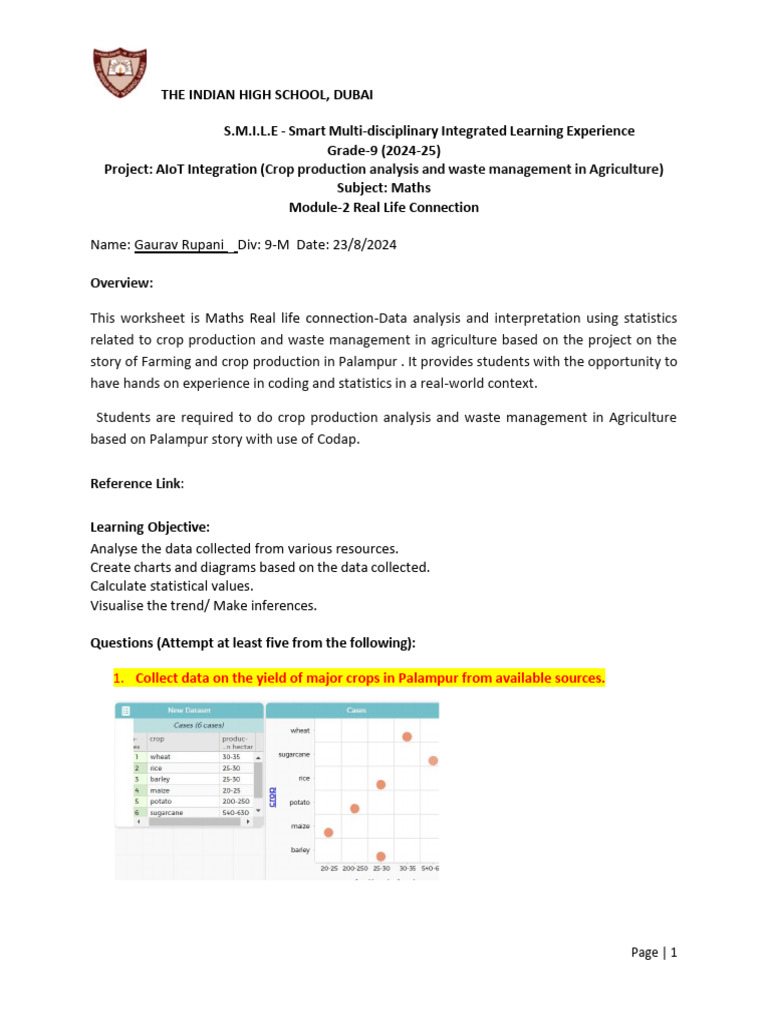 Crop Production Analysis and Waste Management in Agriculture | PDF
