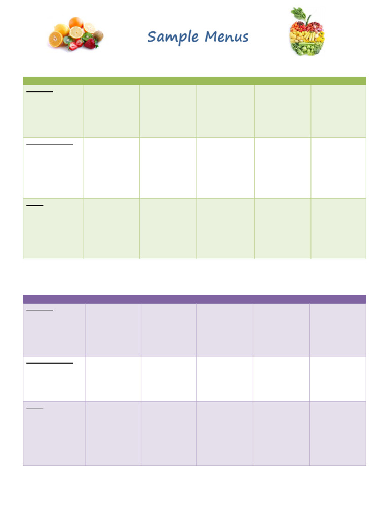 Cacfp Sample Menus | PDF