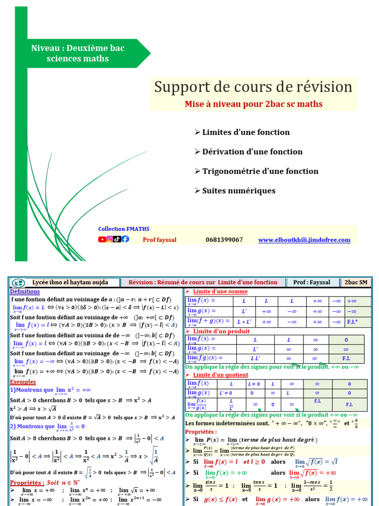Rappels Limites+dérivation+trigo Suite C | PDF